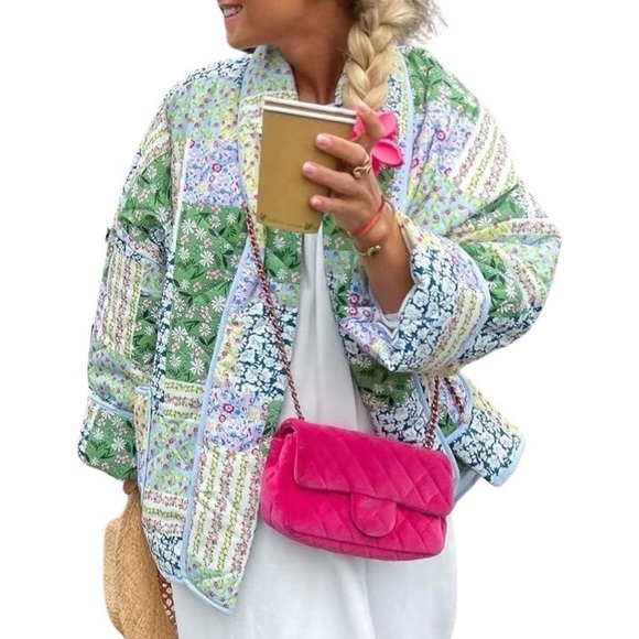 Jackets & Coats | Nwot Cropped Quilted Lightweight Jackets Floral ...